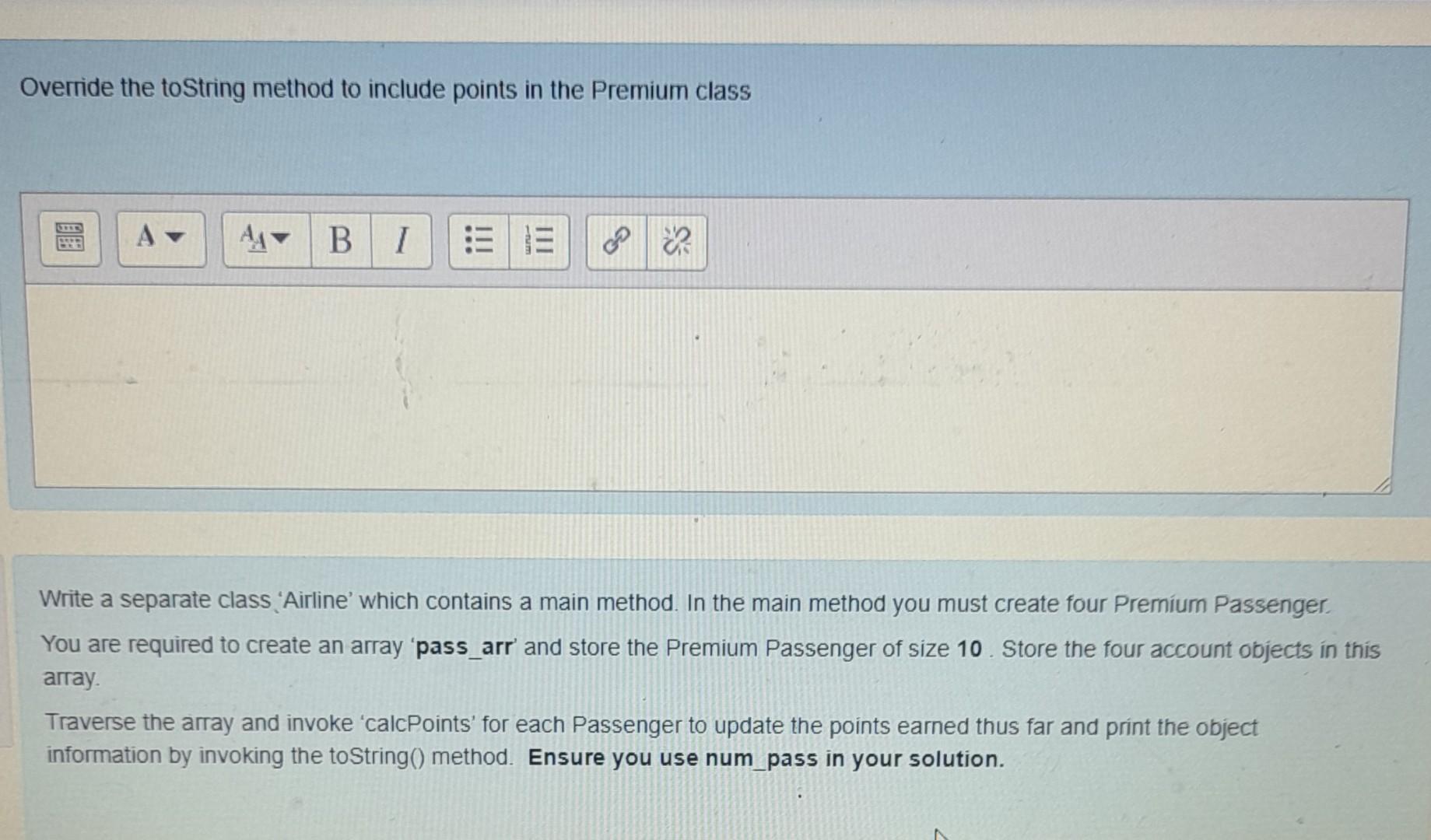 Override the toString method to include points in the | Chegg.com