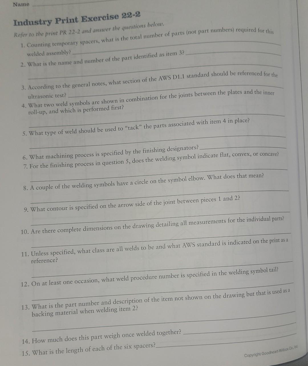 Name Industry Print Exercise 22-2 Refer to the prin | Chegg.com