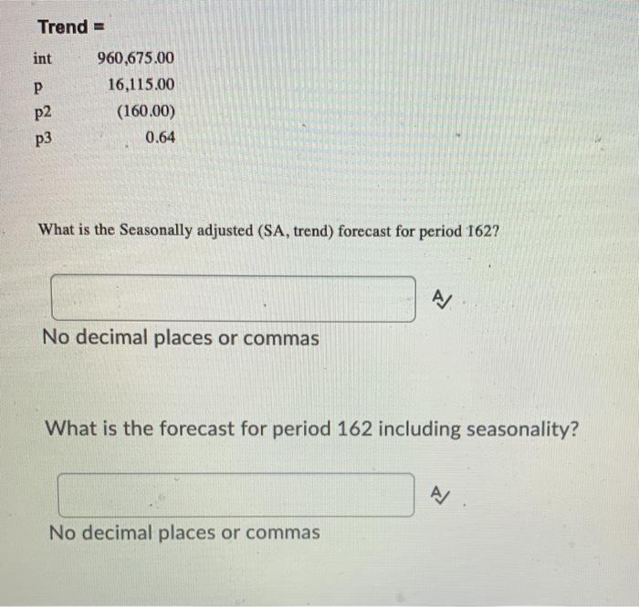 Solved Use a TSD forecasting model with the following | Chegg.com