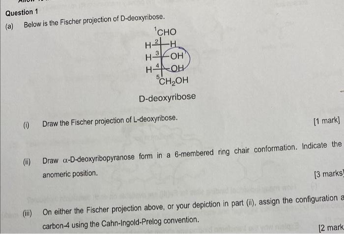 Solved Question 1 (a) Below is the Fischer projection of | Chegg.com