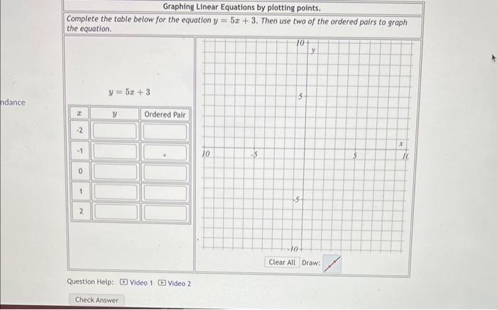 Solved Complete the table below for the equation y=5x+3. | Chegg.com