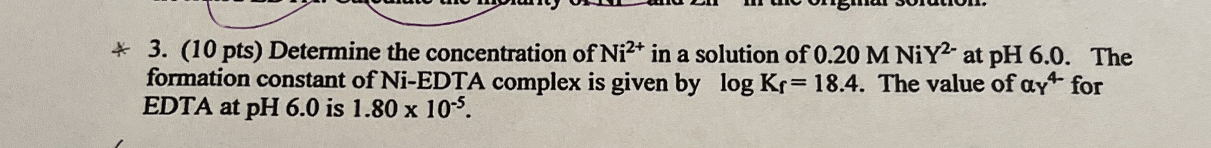 Solved ( 10 ﻿pts) ﻿Determine the concentration of Ni2+ ﻿in a | Chegg.com