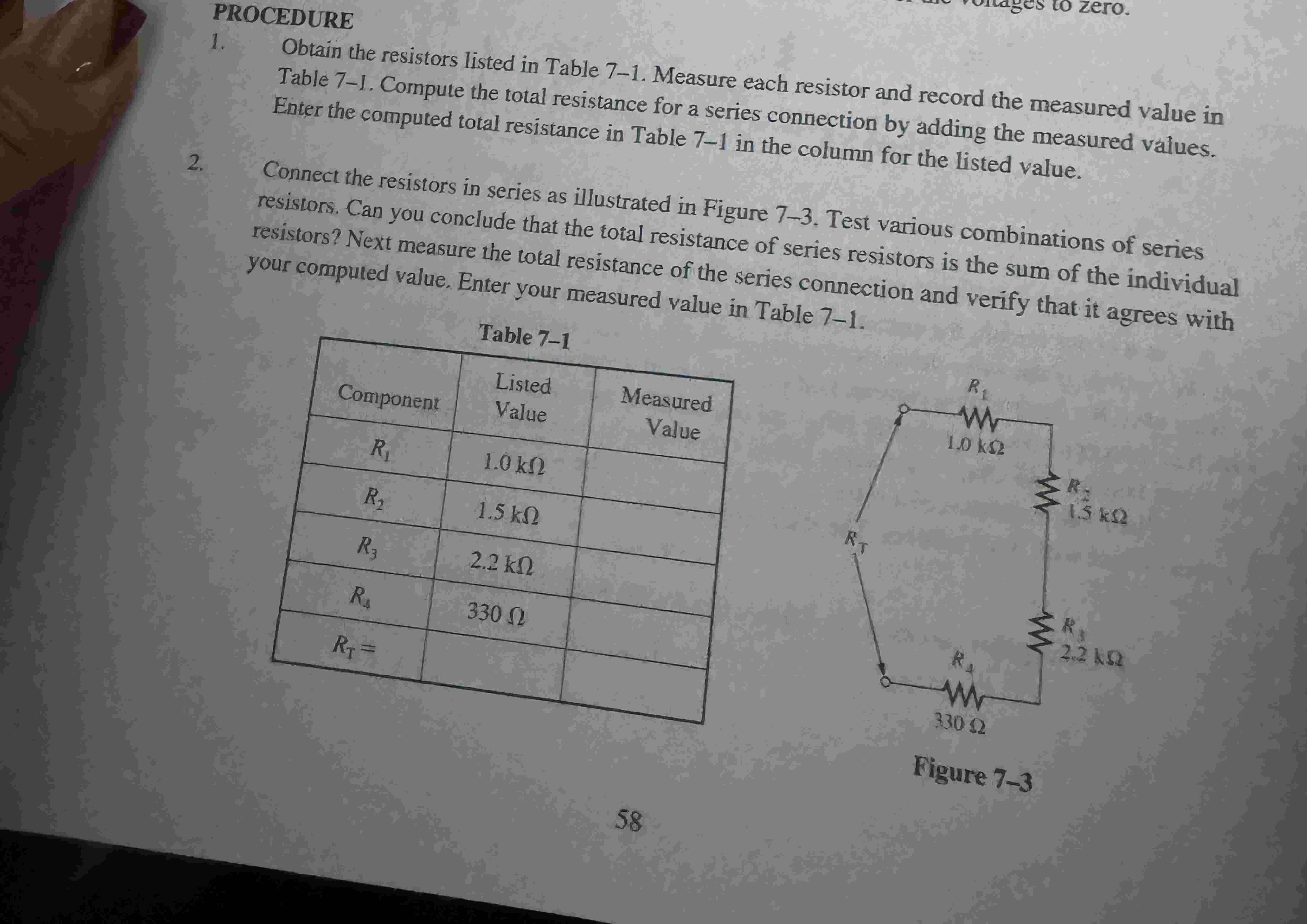 Solved by an EXPERT Obtain the resistors listed in Table 7-1. ﻿Measure | Chegg.com