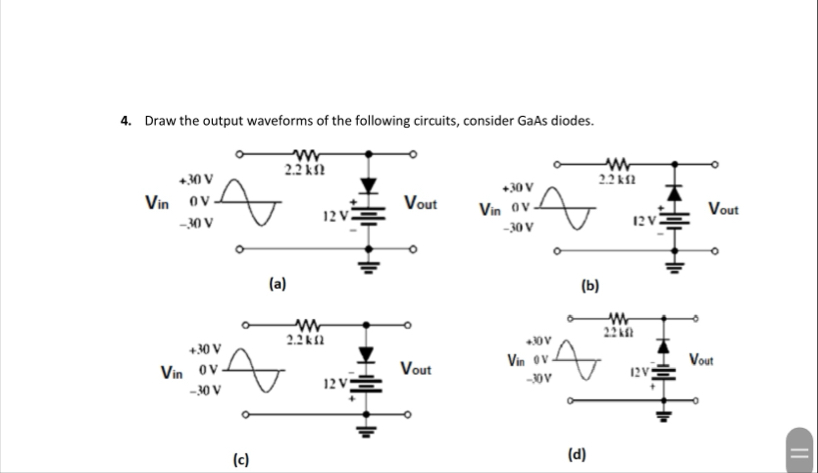 Solved Draw the output waveforms of the following circuits, | Chegg.com