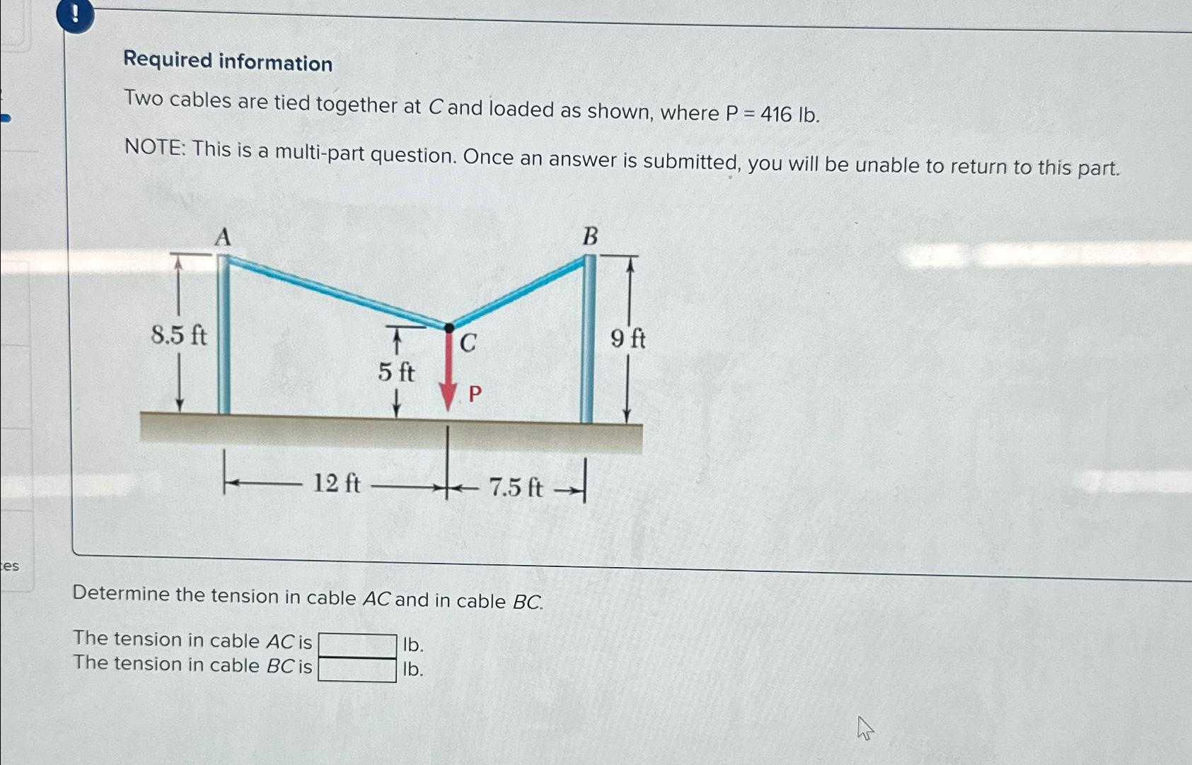 Solved !Required informationTwo cables are tied together at | Chegg.com