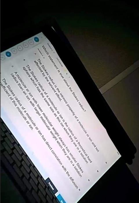 Solved Pro Which statement is true about the Stokes radius? | Chegg.com
