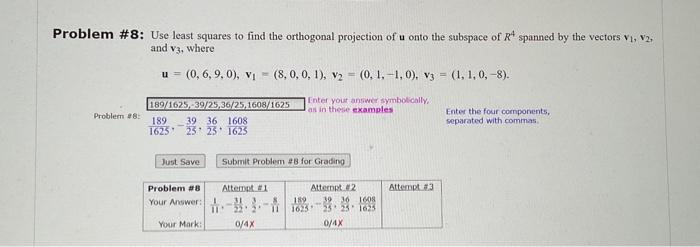 Solved Problem #8: Use least squares to find the orthogonal | Chegg.com