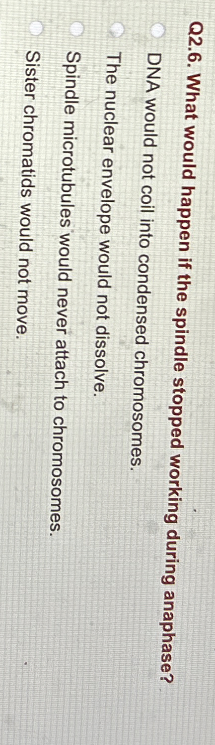 Solved Q2.6. ﻿What would happen if the spindle stopped | Chegg.com