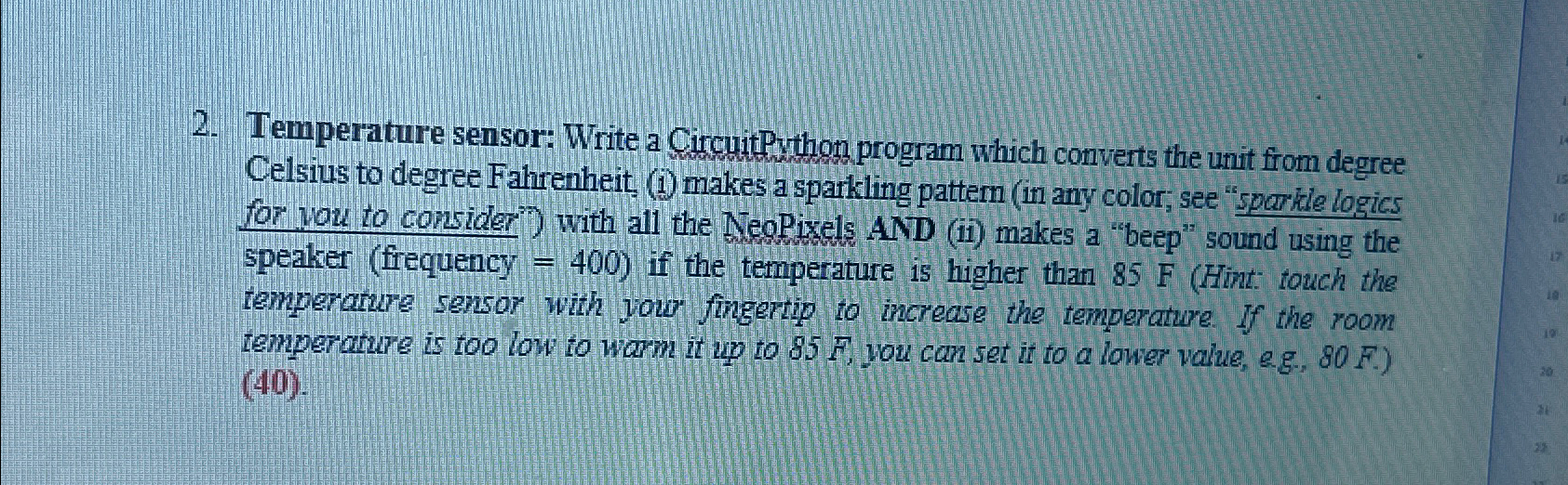 Solved Temperature Sensor Write A Circuitpython Program