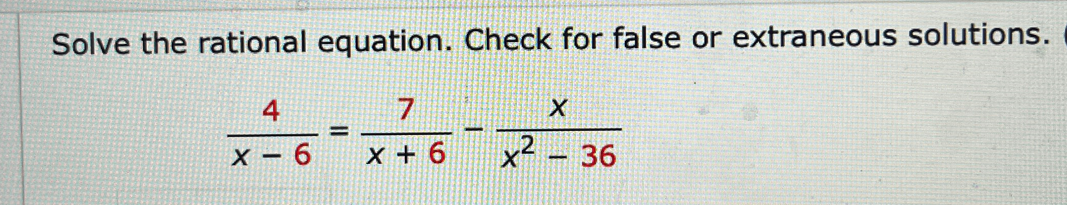 Solved Solve the rational equation. Check for false or | Chegg.com