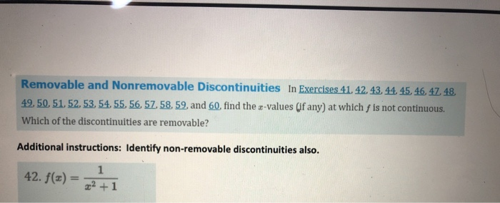Solved Removable and Nonremovable Discontinuities In | Chegg.com