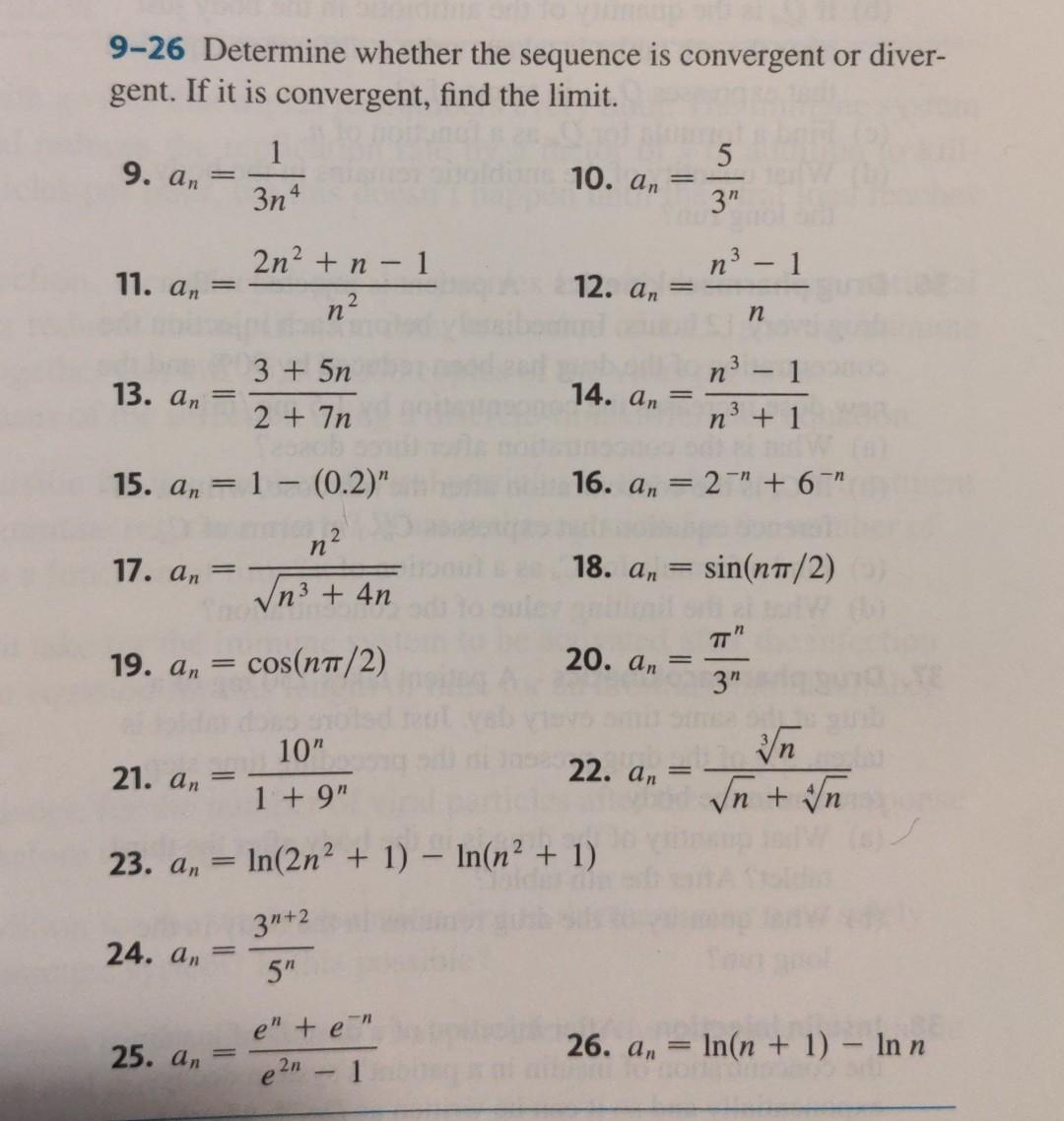 Solved 9-26 Determine whether the sequence is convergent or | Chegg.com