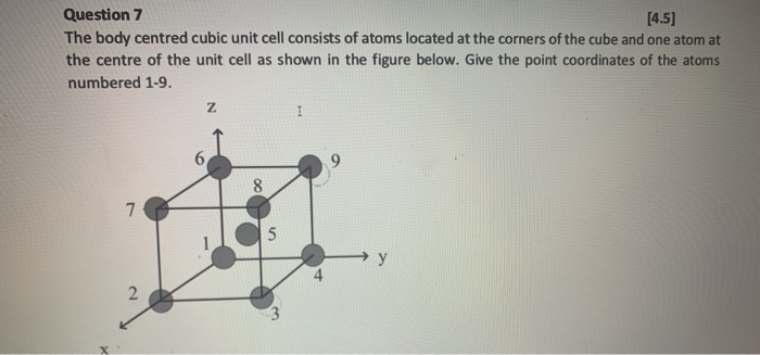 Solved Question 7 [4.5] The body centred cubic unit cell | Chegg.com