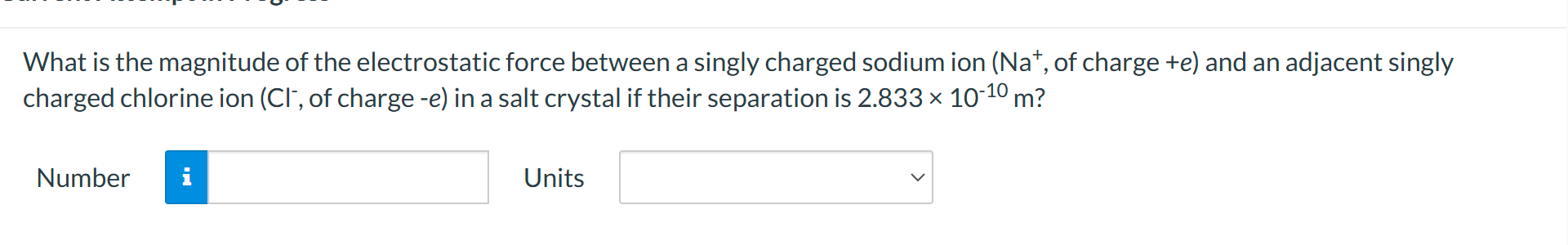 Solved Na+, of ﻿charge +e Cl-, of ﻿charge | Chegg.com