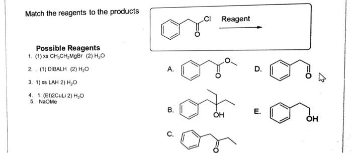 Solved Match the reagents to the products Possible Reagents | Chegg.com
