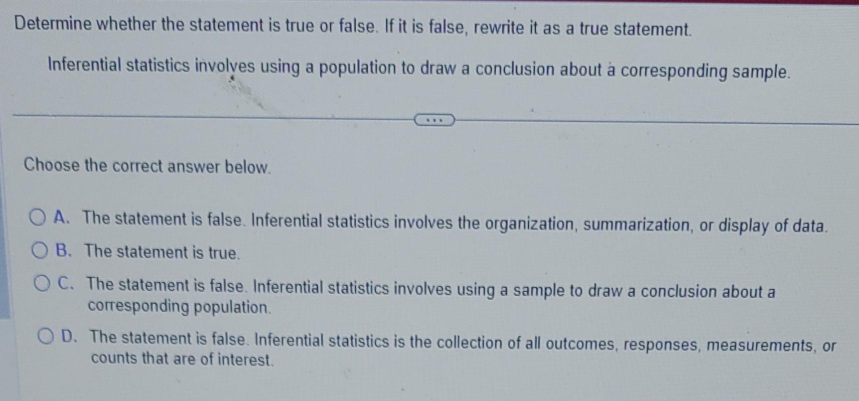 Solved Determine whether the statement is true or false. If | Chegg.com