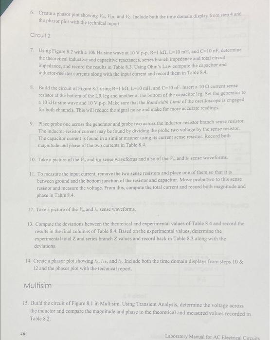 Solved 8 Series-Parallel R, L, C Circuits Objective This | Chegg.com