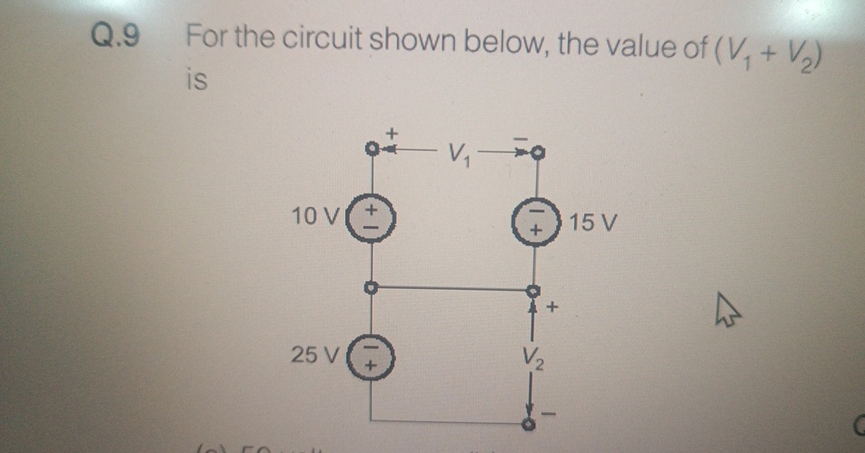 Solved Q. 9 ﻿For the circuit shown below, the value of | Chegg.com