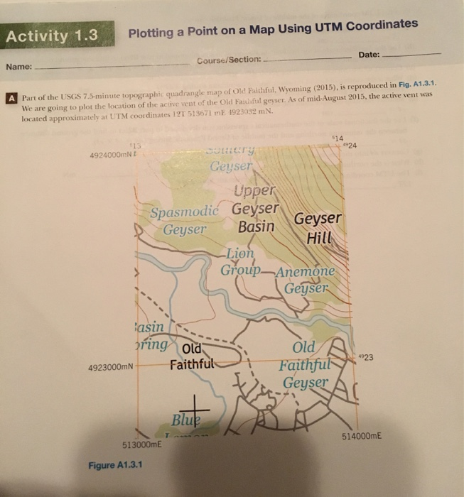 Activity 1.3 Plotting a Point on a Map Using UTM | Chegg.com