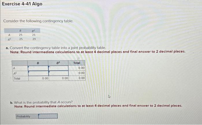 Solved Consider the following contingency table. a. Convert | Chegg.com