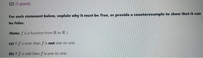Solved For each statement below, explain why it must be | Chegg.com