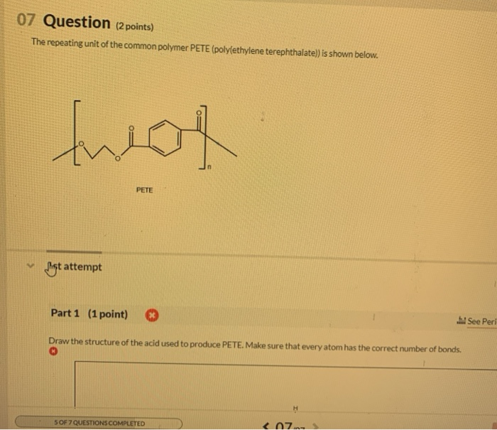Solved 07 Question (2 points) The repeating unit of the | Chegg.com