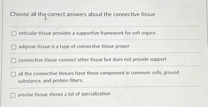 Solved Choose all thg correct answers about the connective | Chegg.com