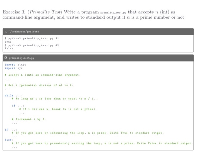 Solved Exercise 3. (Primality Test) Write a program | Chegg.com