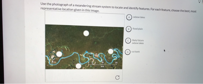 Solved Use the photograph of a meandering stream system to | Chegg.com