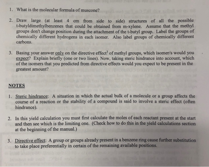 Solved 1. What is the molecular formula of muscone? 2. Draw | Chegg.com
