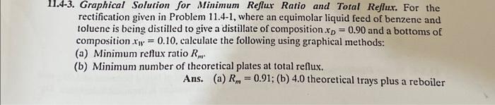 1.4-3. Graphical Solution for Minimum Reflux Ratio | Chegg.com