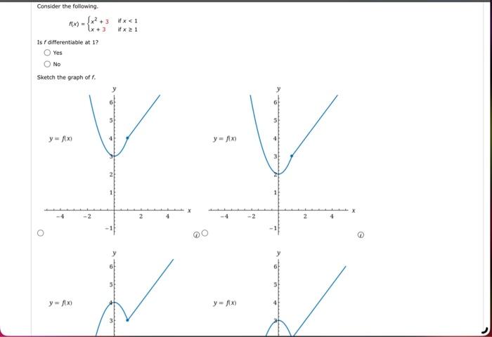 Solved Consider the following. f(x)={x2+3x+3 if x