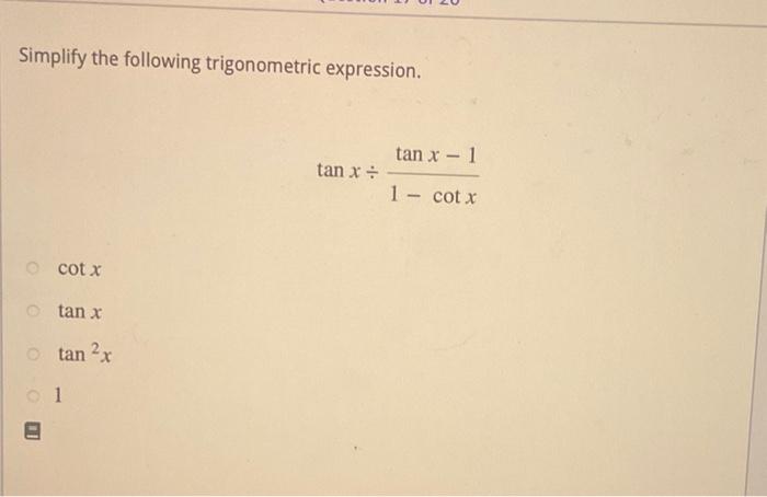 Solved Simplify the following trigonometric expression. | Chegg.com