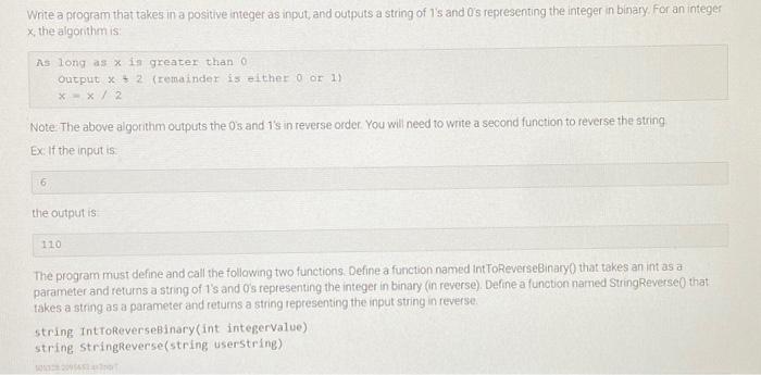 Solved The Program Must Define And Call The Following Two 0645