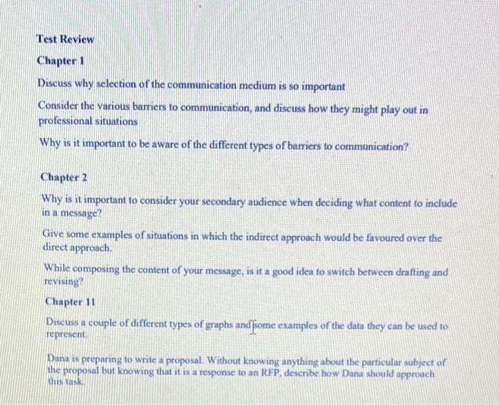 Test Review Chapter 1 Discuss why selection of the | Chegg.com