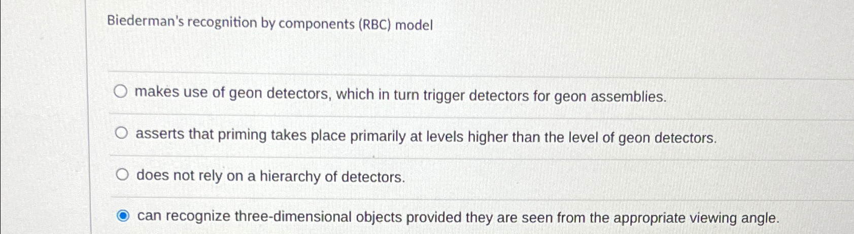 Solved Biederman's recognition by components (RBC) | Chegg.com