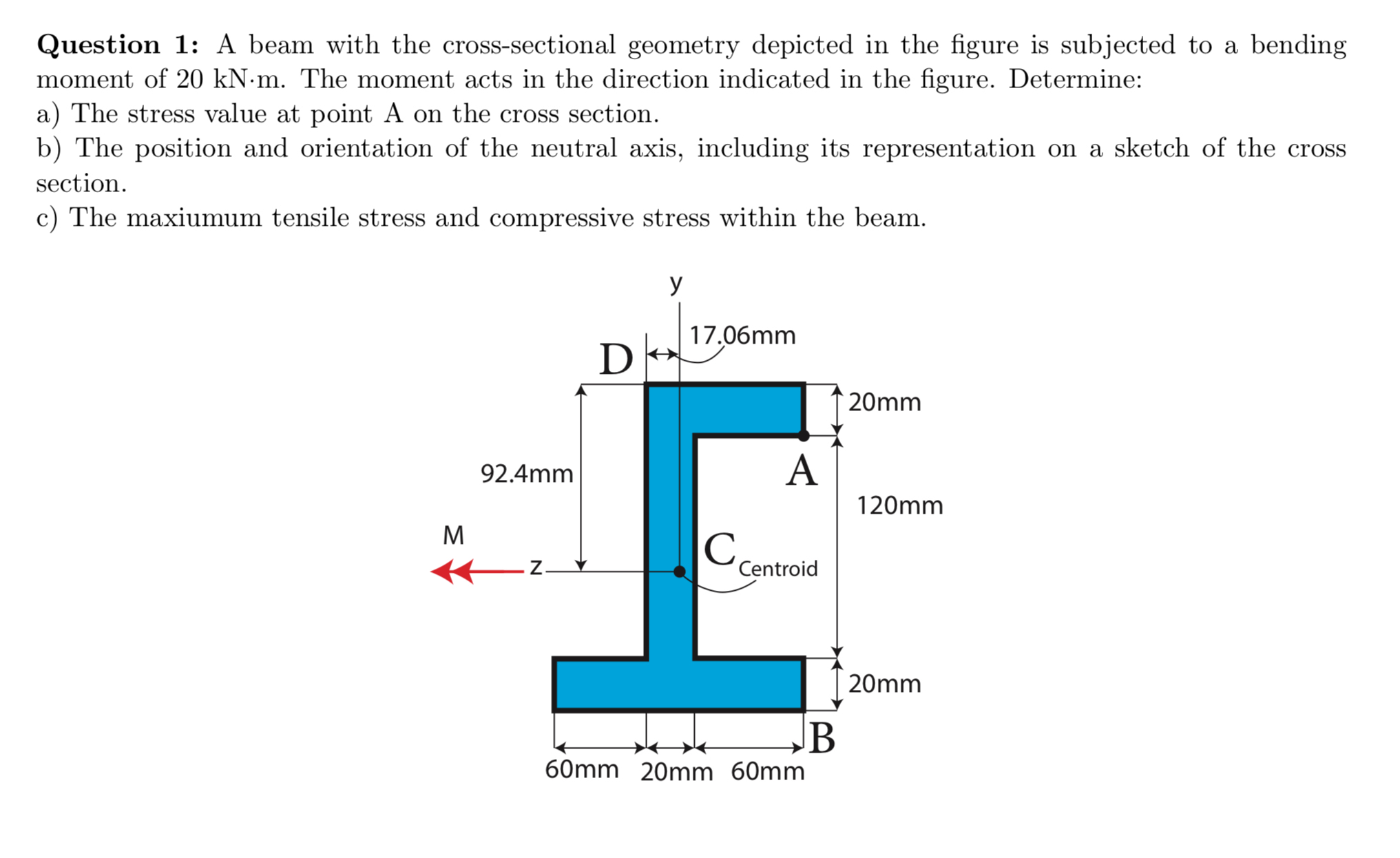 Solved Question 1: A beam with the cross-sectional geometry | Chegg.com