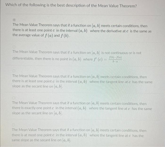 Solved Which of the following is the best description of the | Chegg.com