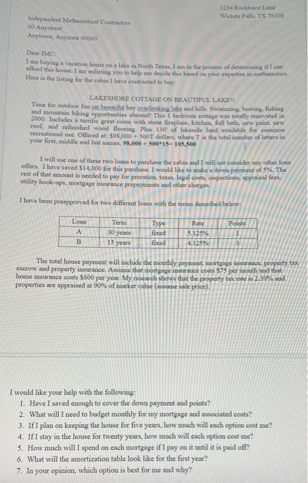 Solved Independent Matheuatienl Contractors 00 Arystrect | Chegg.com