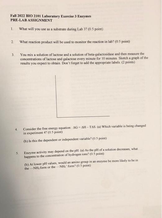 Solved Fall 2022 BIO 2101 Laboratory Exercise 3 Enxymes | Chegg.com