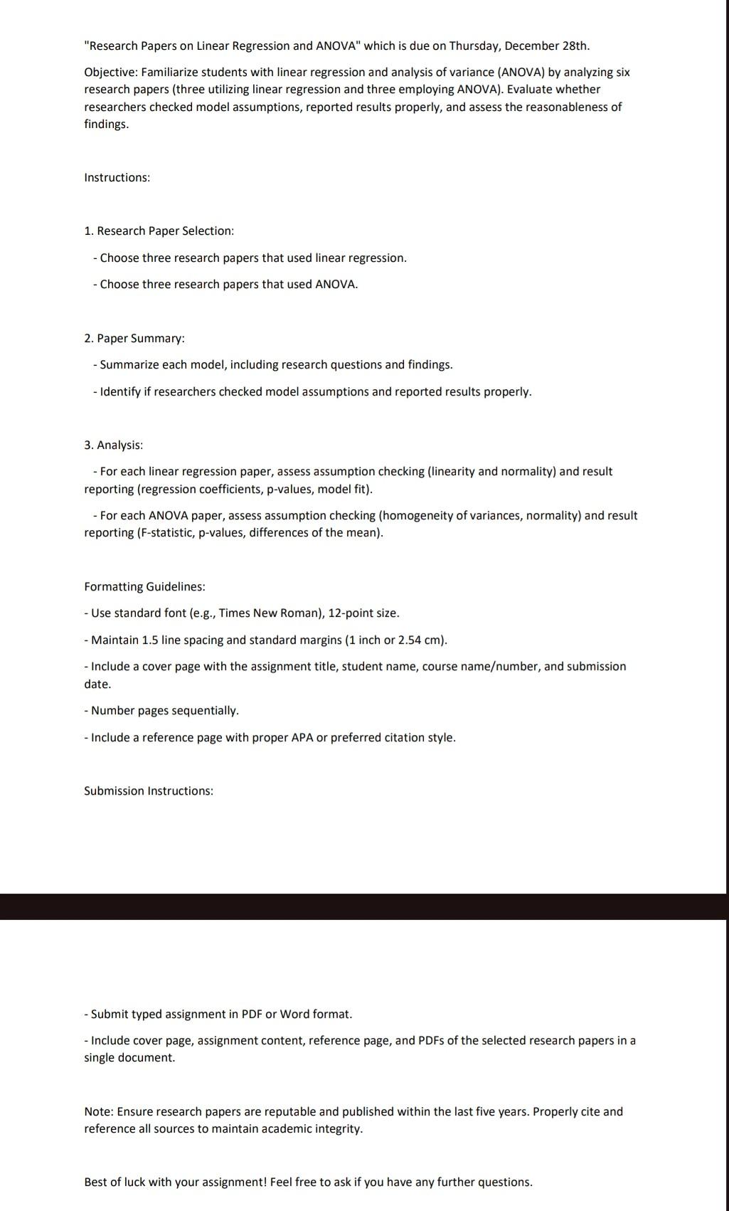 Solved "Research Papers on Linear Regression and ANOVA" | Chegg.com