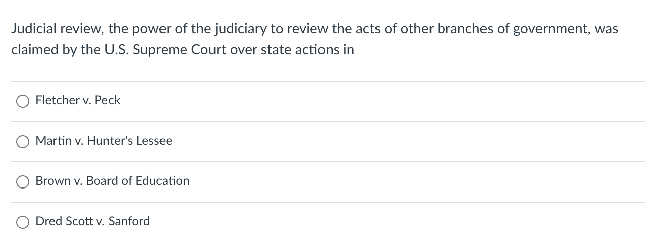 Solved Judicial review, the power of the judiciary to review | Chegg.com