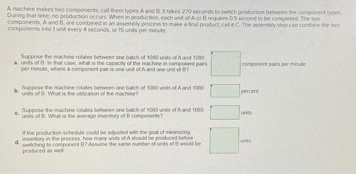 Solved A machine makes two components; call them types A and | Chegg.com