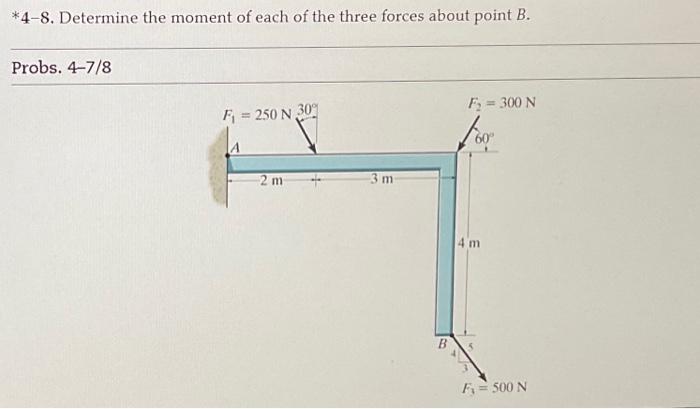 Solved *4-8. Determine the moment of each of the three | Chegg.com