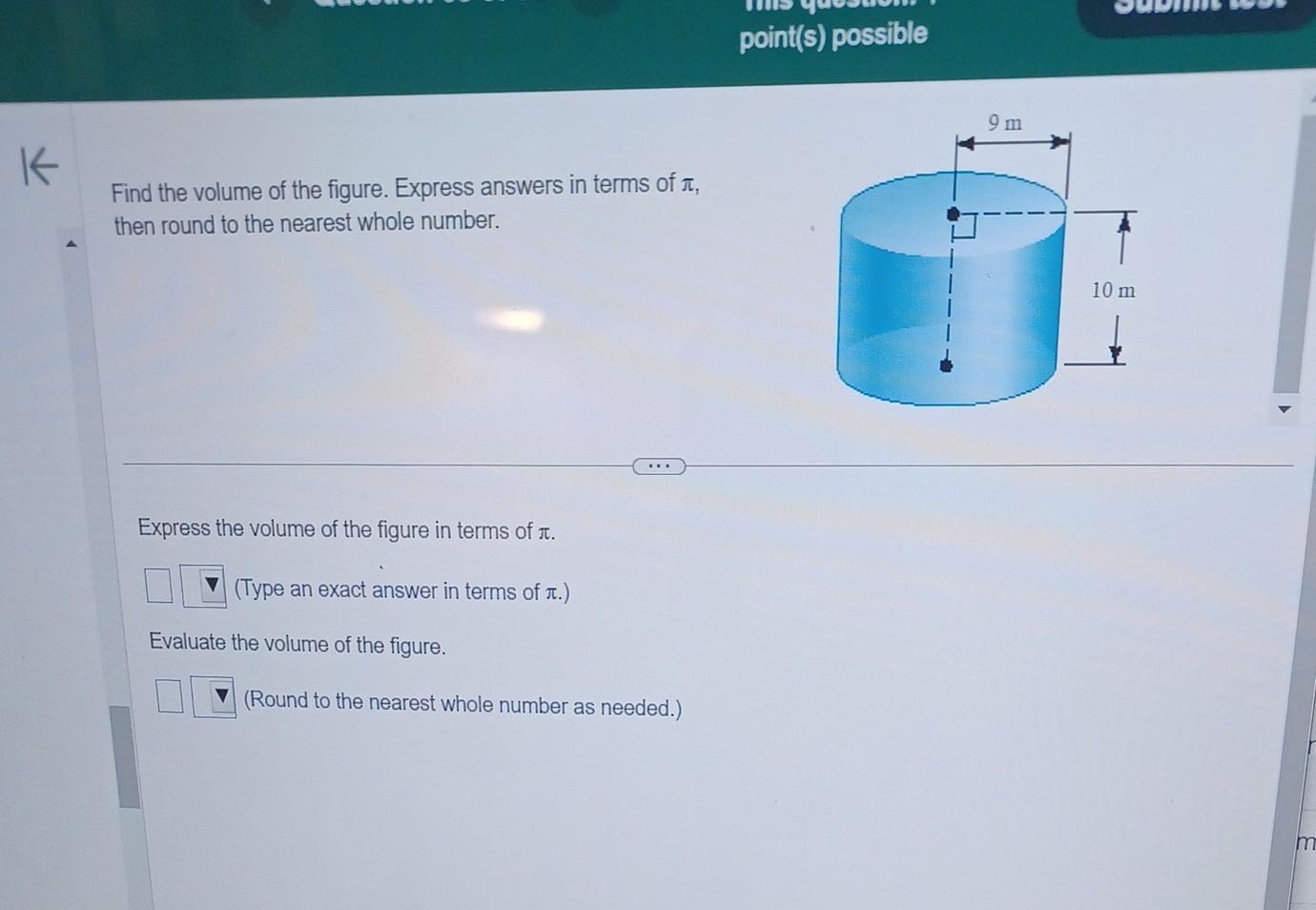 Solved Find the volume of the figure. Express answers in | Chegg.com