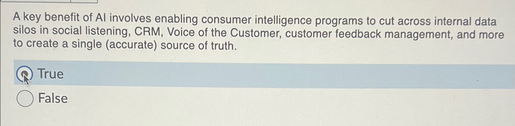 Solved A key benefit of Al ﻿involves enabling consumer | Chegg.com
