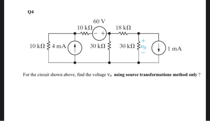 Solved For the circuit shown above, find the voltage v0 | Chegg.com