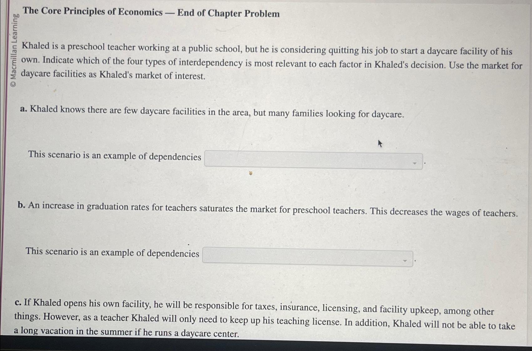Solved The Core Principles of Economics - ﻿End of Chapter | Chegg.com