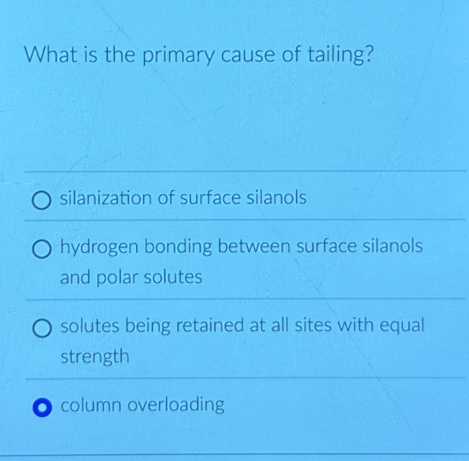Solved What is the primary cause of tailing?silanization of | Chegg.com