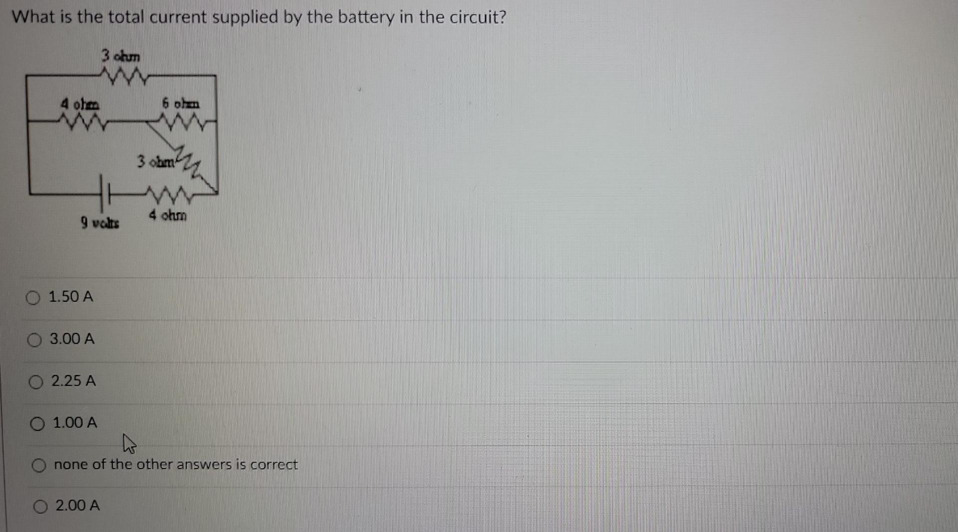 Solved What is the total current supplied by the battery in | Chegg.com